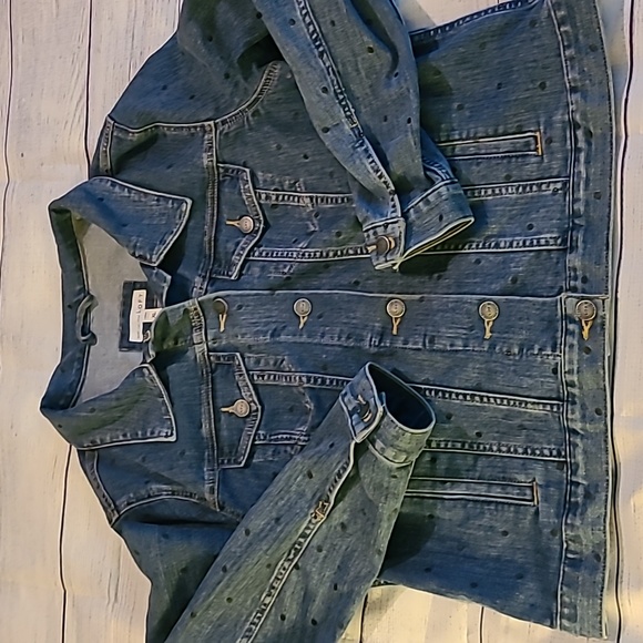 LOFT | Jackets & Coats | Gently Worn Loft Polka Dot Denim Jacket | Poshmark